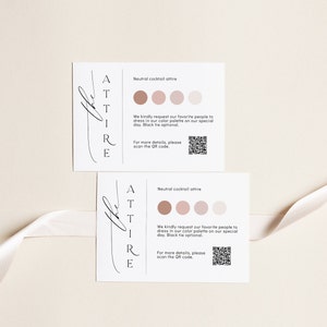 Printable Wedding Attire Card Template With QR Code, Guest Dress Code ...