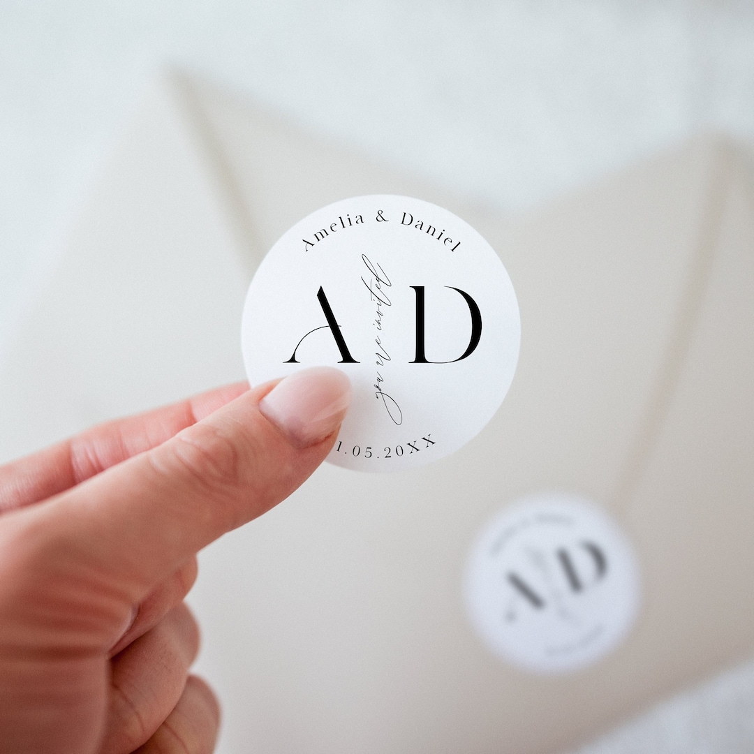 Round Save the Date Sticker Template, Editable Save Our Date Wedding ...