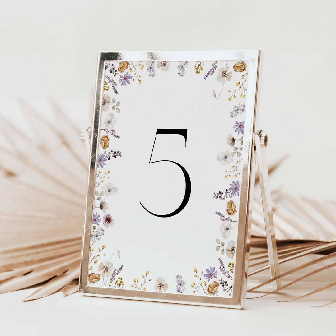 Wildflower Table Number Template, Modern Printable Table Number With ...