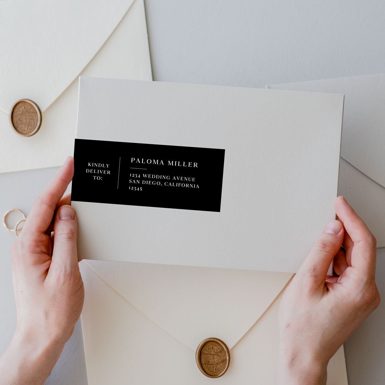 Printable Address Label Template, Black Wrap Around Sticker for ...