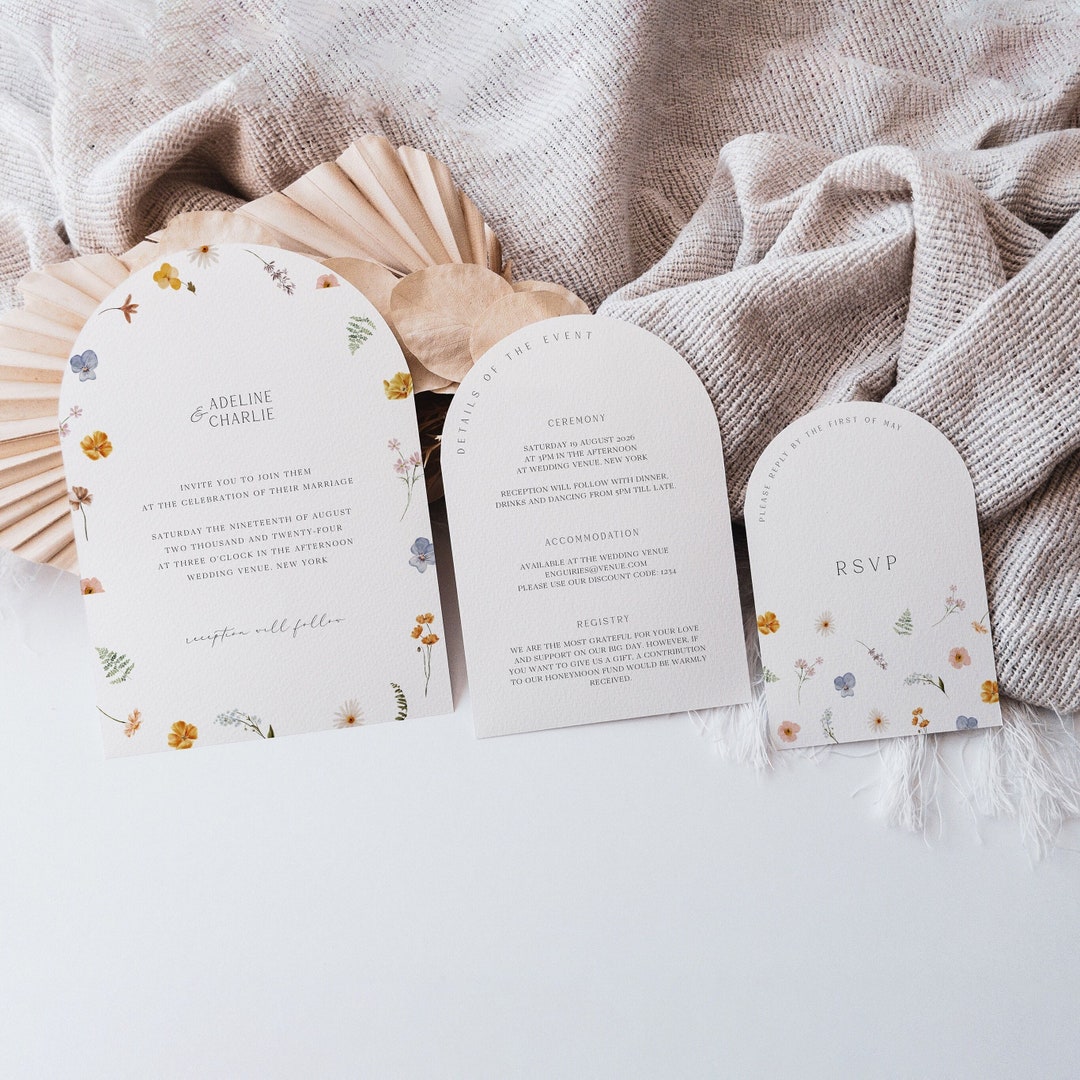 Printable Arch Wedding Invitation Template Suite Boho - Etsy