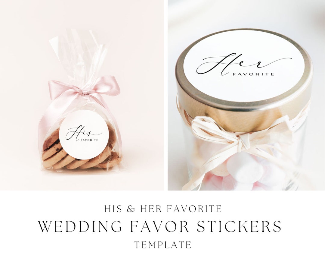 Wedding Favor Sticker Template His and Her Favorite Party - Etsy