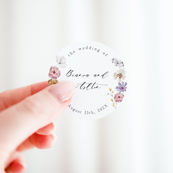 Wedding favor stickers template | Beachweddingtips.com