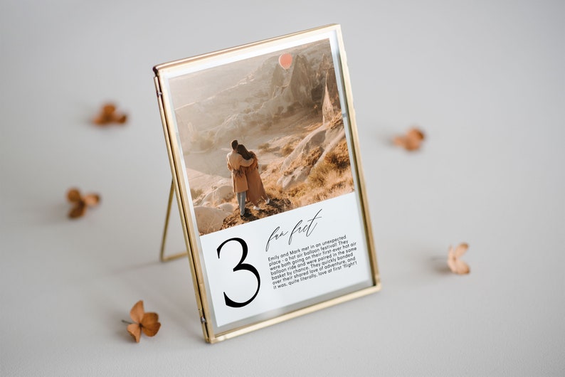 Modern Table Number Template With Photo and Fun Facts Love - Etsy