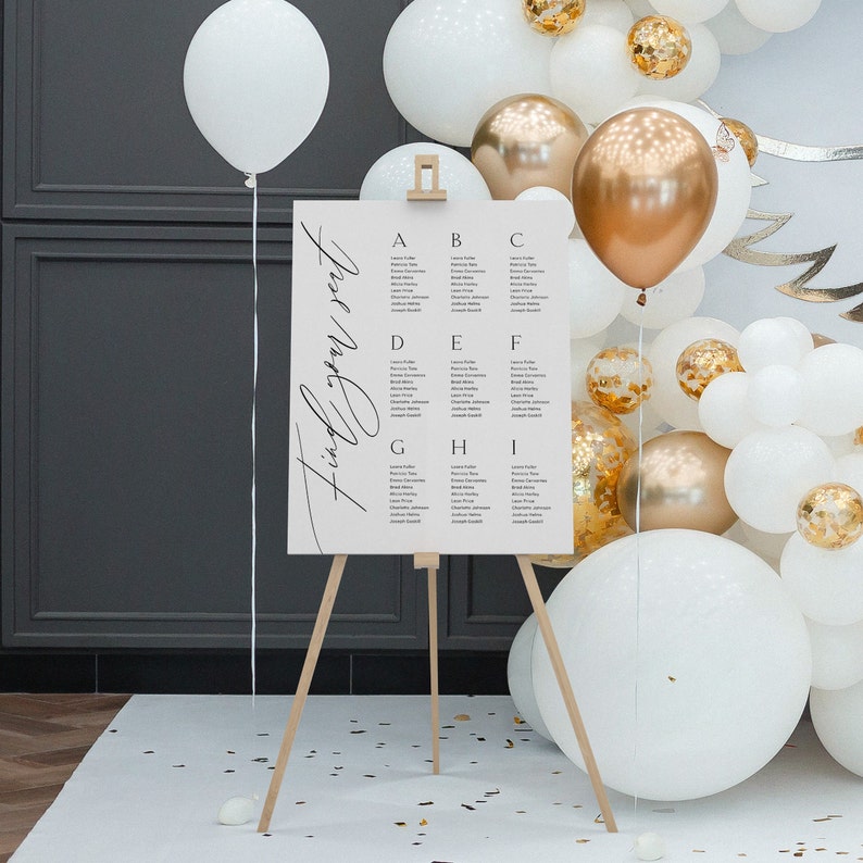 Printable Wedding Seating Chart Template With Calligraphy Font ...