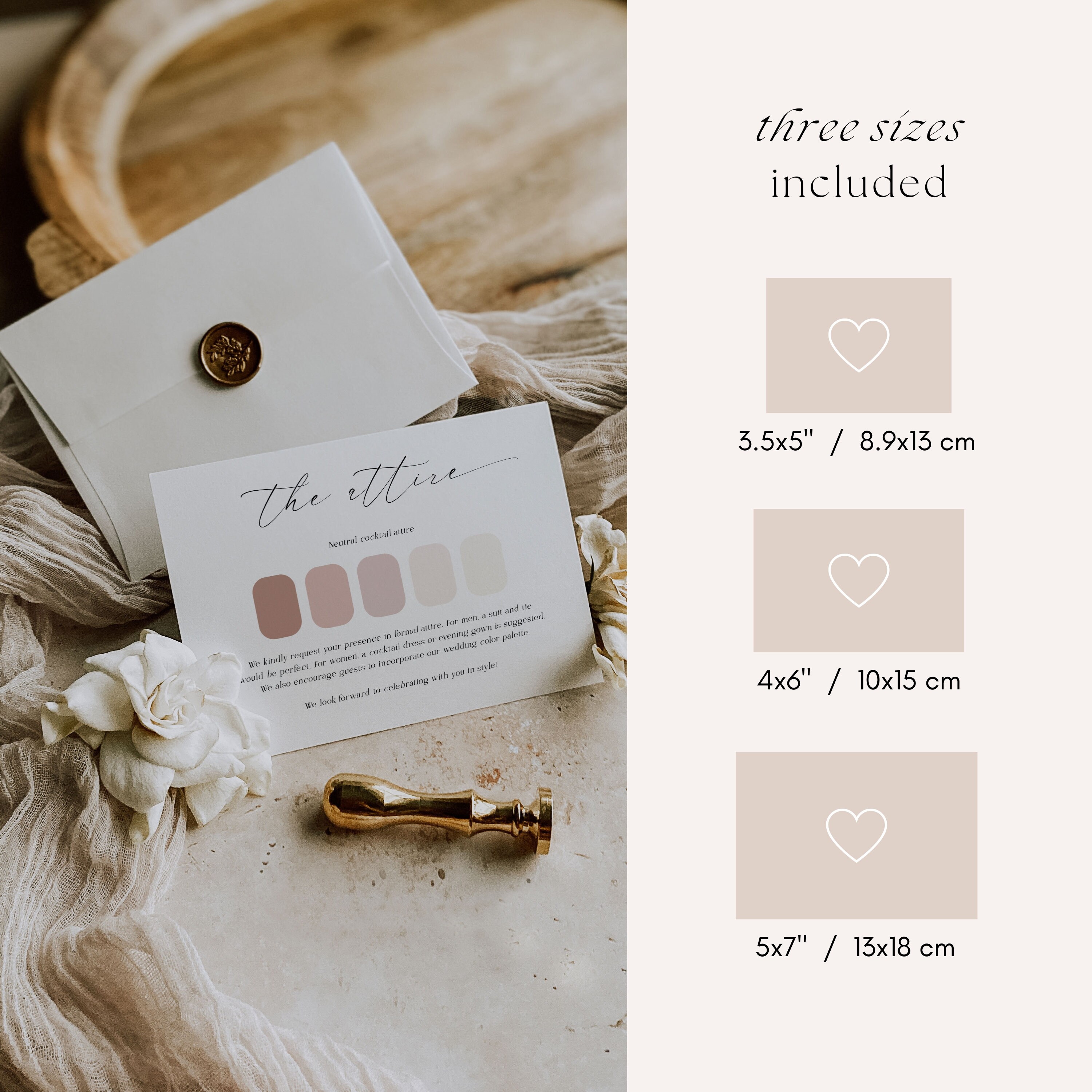 Printable Wedding Attire Card Template, Guest Dress Code Insert Card ...