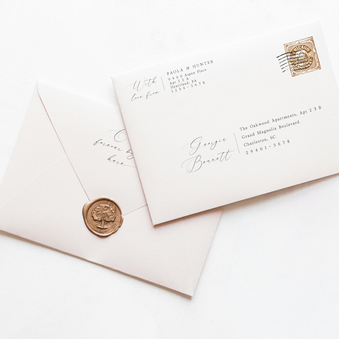 Minimalist Calligraphy Envelope Template, Wedding Addressed Envelope Template With Script Font ...