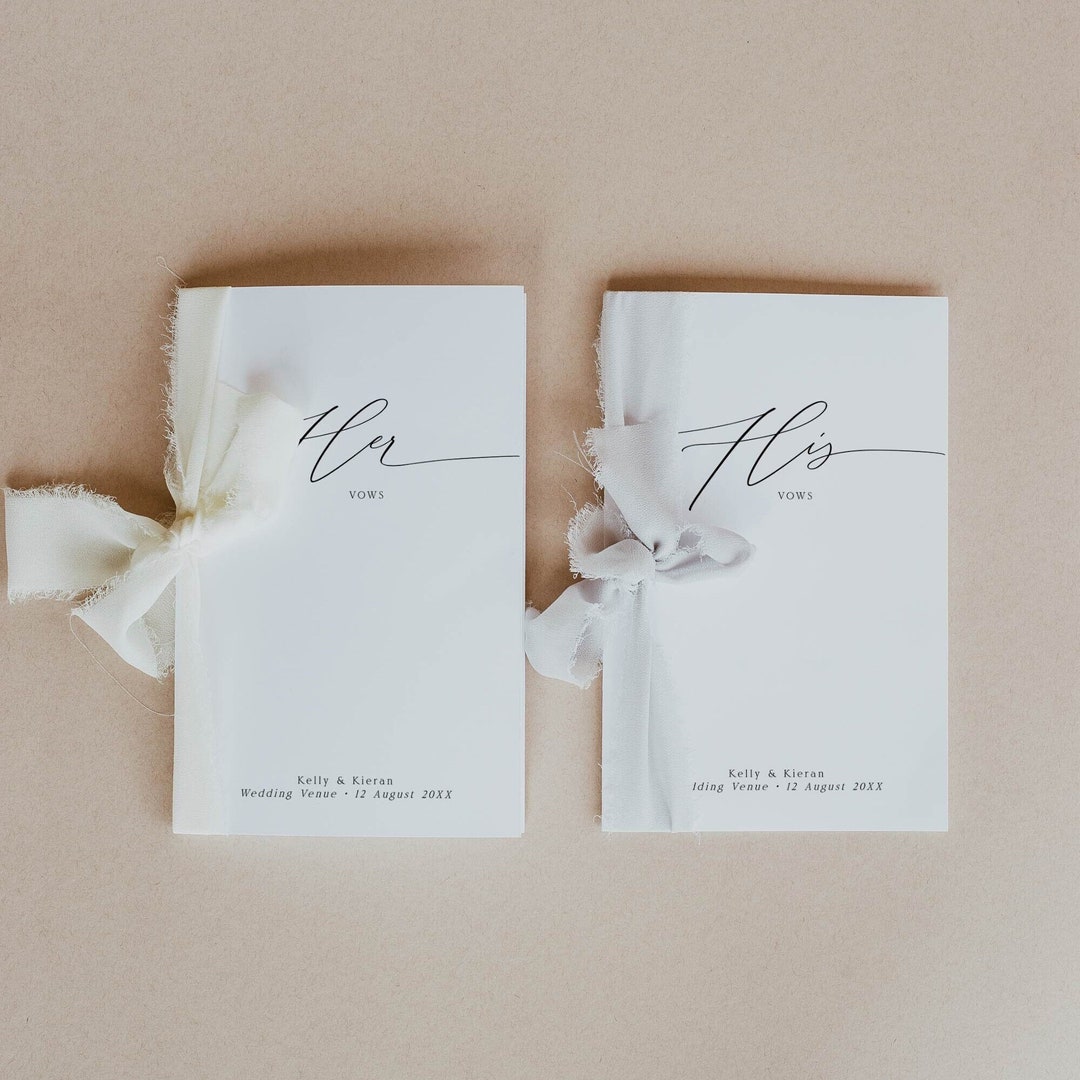 Elegant Wedding Vow Template With Script Font Modern Simple Printable ...