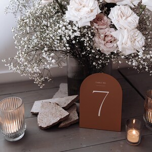 Boho Arch Table Number Template in Terracotta, Modern Table Sign ...