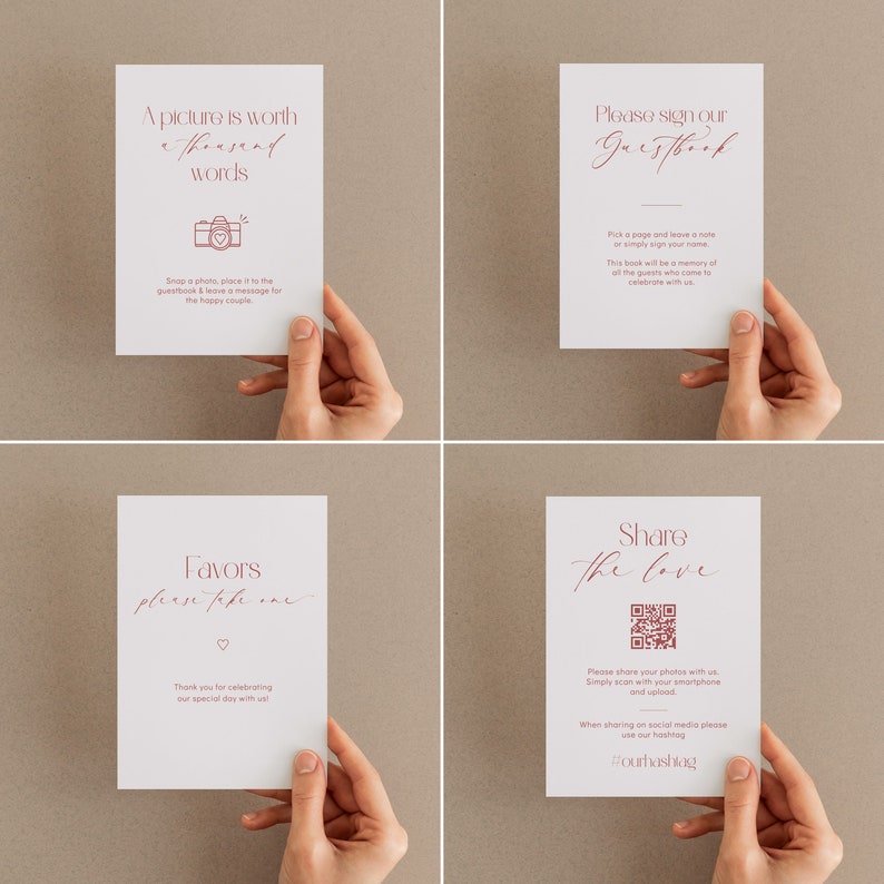 Blush Wedding Sign Bundle, Modern Wedding Signs Template, Calligraphy ...