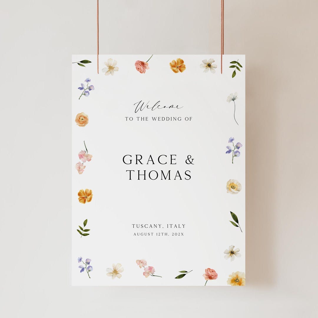 Printable Floral Wedding Welcome Sign Template, Reception Signage With ...