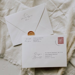 Minimalist Calligraphy Envelope Template, Wedding Addressed Envelope Template With Script Font ...