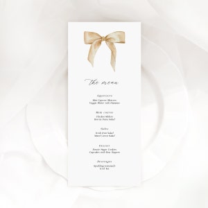 Printable Baby Shower Menu Card Template With Yellow Bow, Cute Baby ...