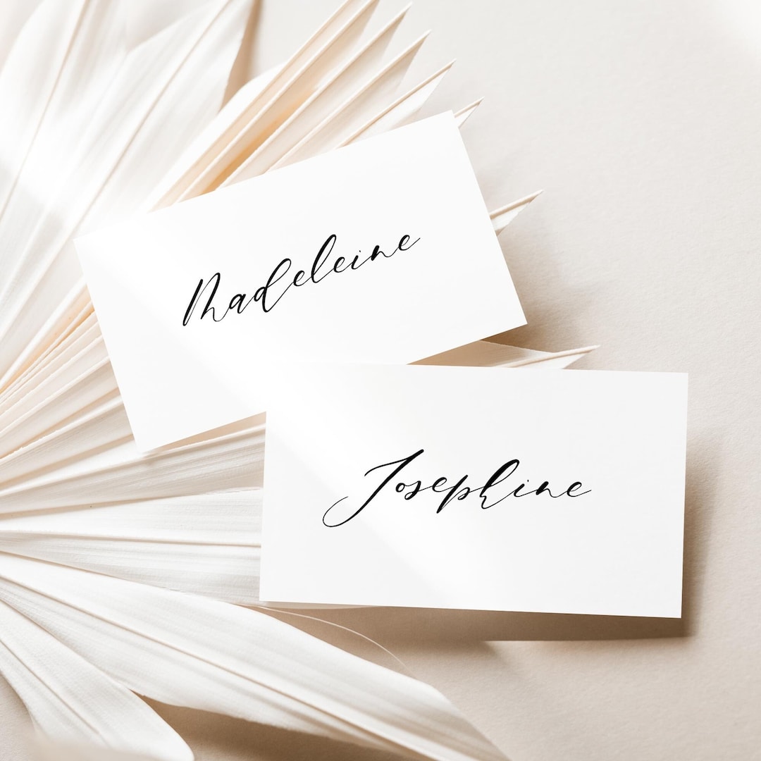 Printable Wedding Place Card Template With Calligraphy Font, Elegant ...