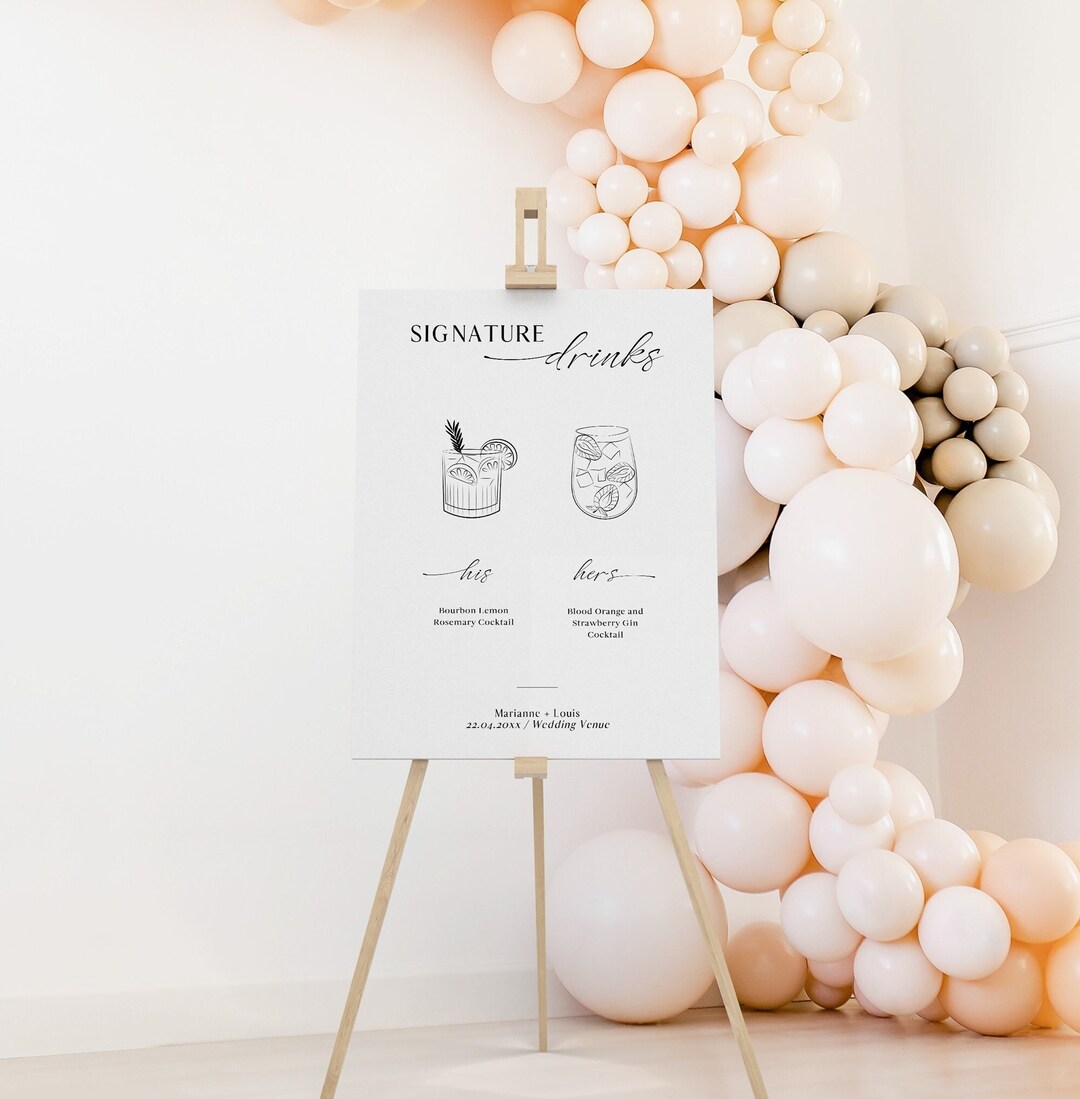 Printable Signature Cocktails Sign With Cocktail - Etsy