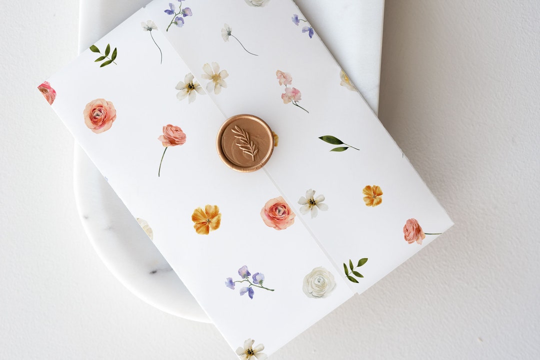 Printable Vellum Wrap, Floral Vellum Jacket, DIY Vellum Fold Template ...