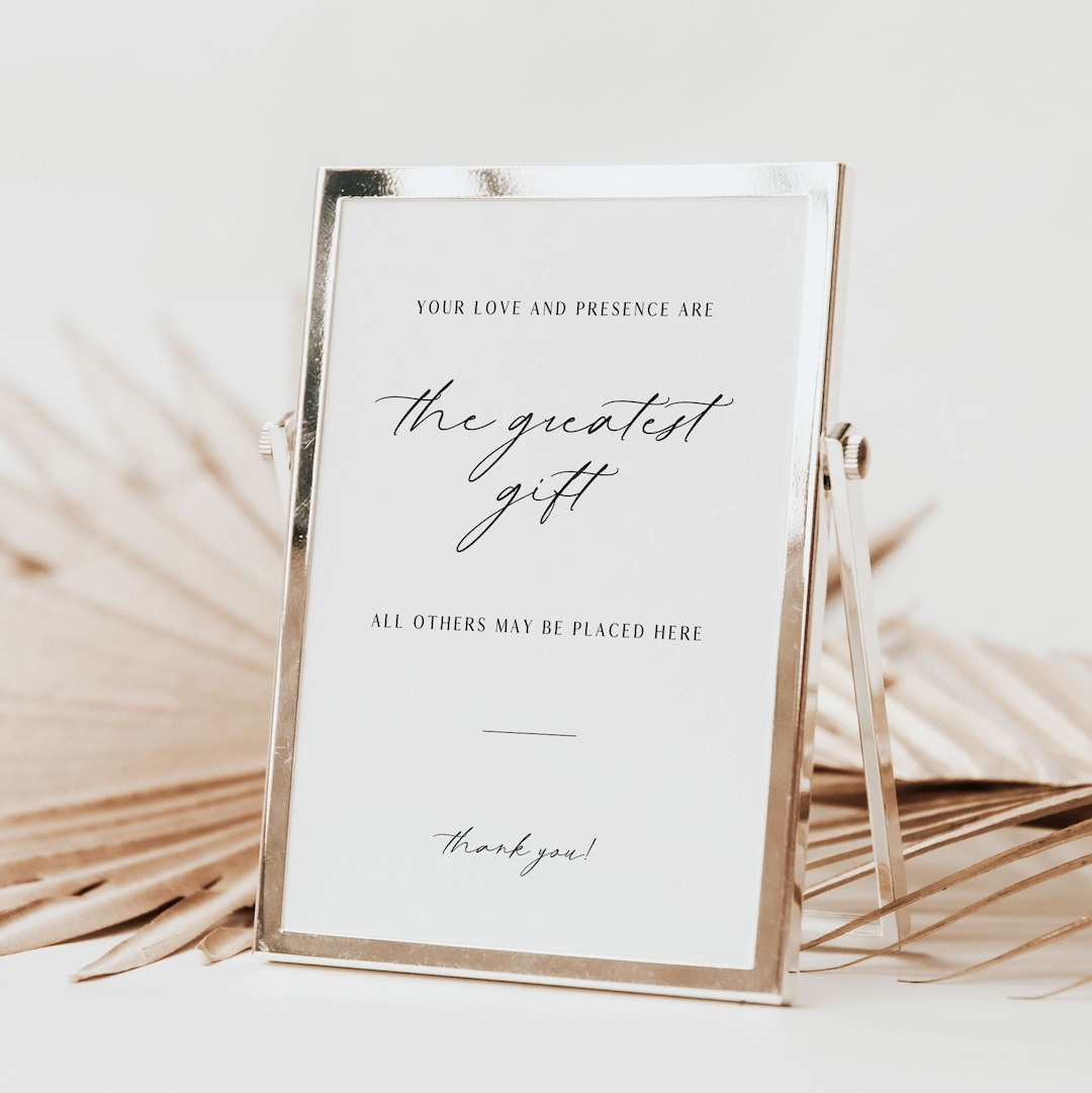 Wedding Gift Table Sign Template, Modern Editable Reception Gift Sign ...