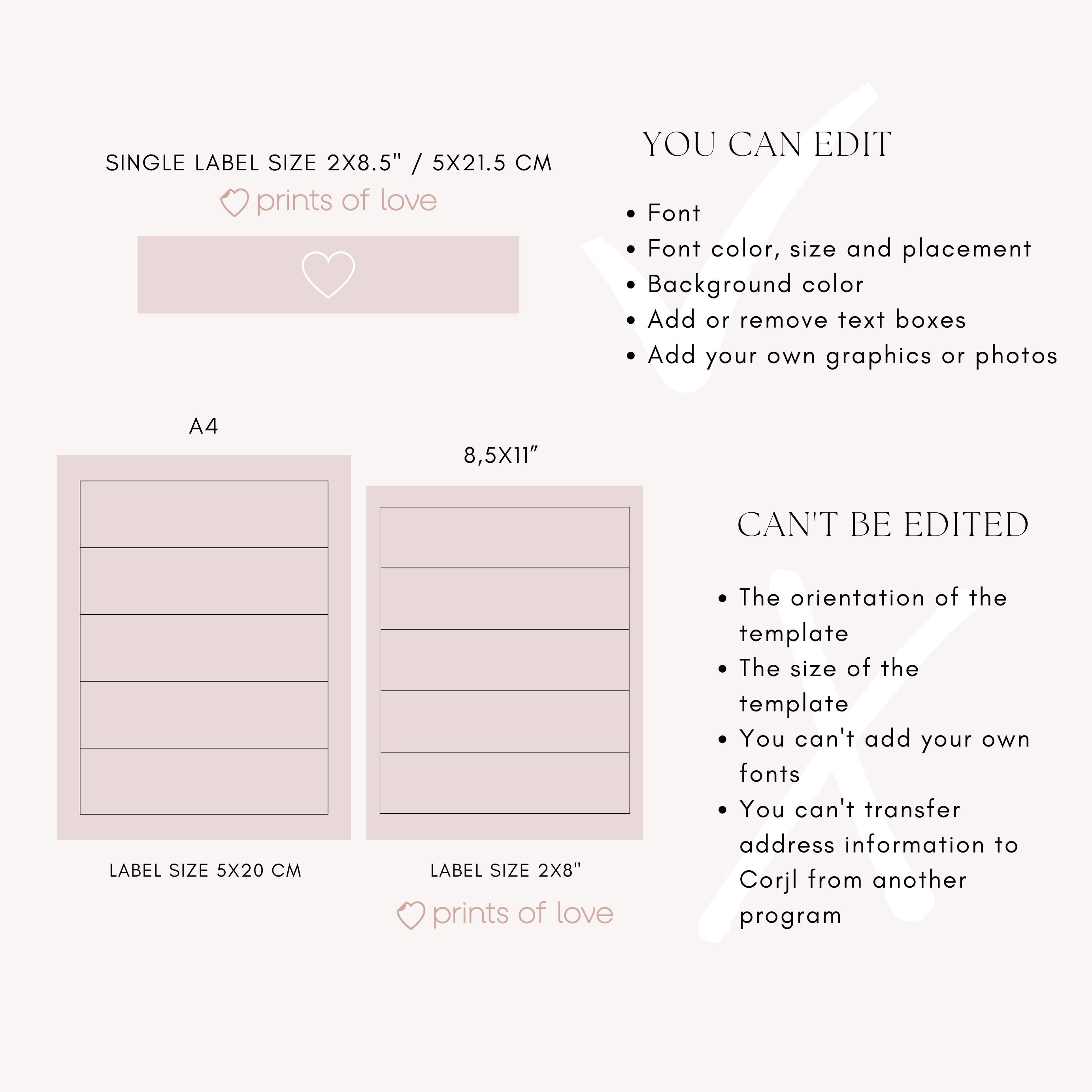 Printable Address Label Template, Wrap Around Sticker for Envelope ...