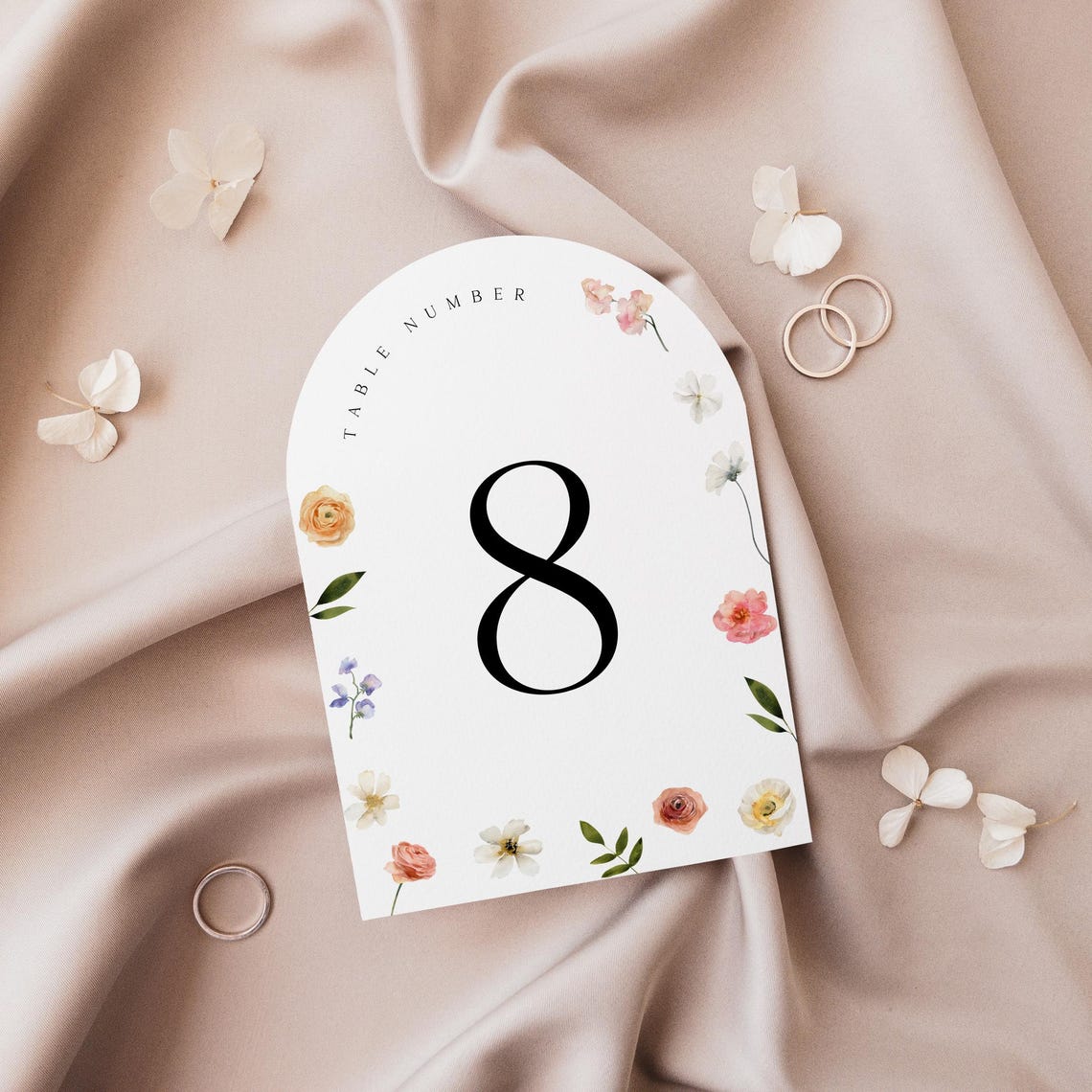 Printable Arch Table Number Template With Wildflowers, Arched Floral ...