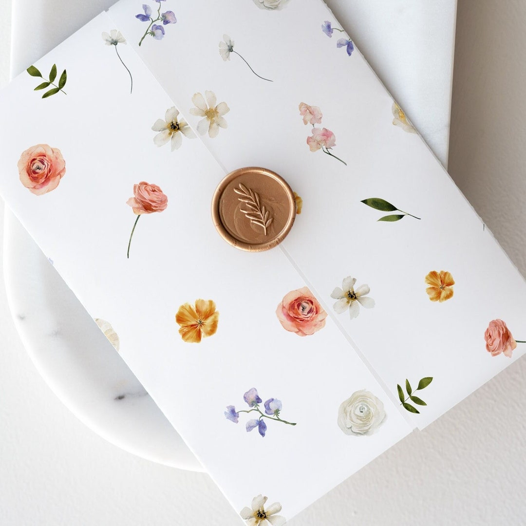 Printable Vellum Wrap, Floral Vellum Jacket, DIY Vellum Fold Template ...