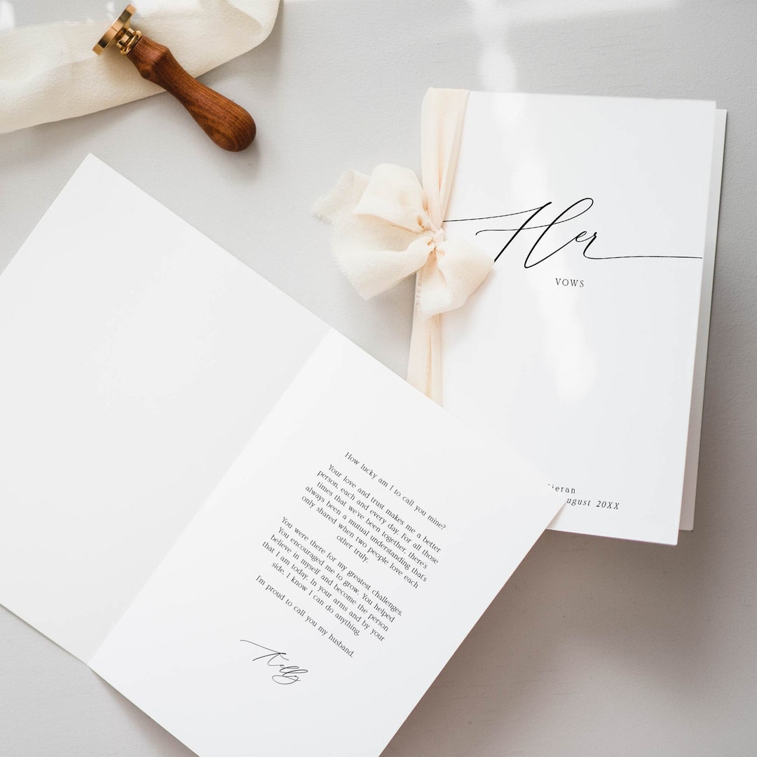Modern Wedding Vow Template With Calligraphy Font Elegant Simple ...