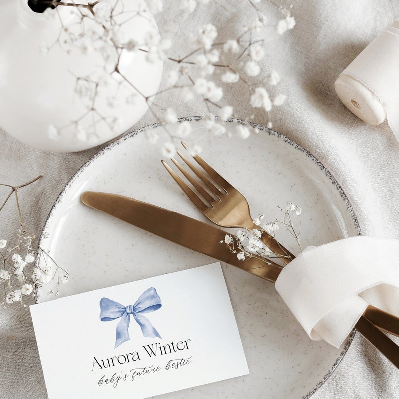 Printable Baby Shower Place Card Template With Calligraphy Font, Baby ...