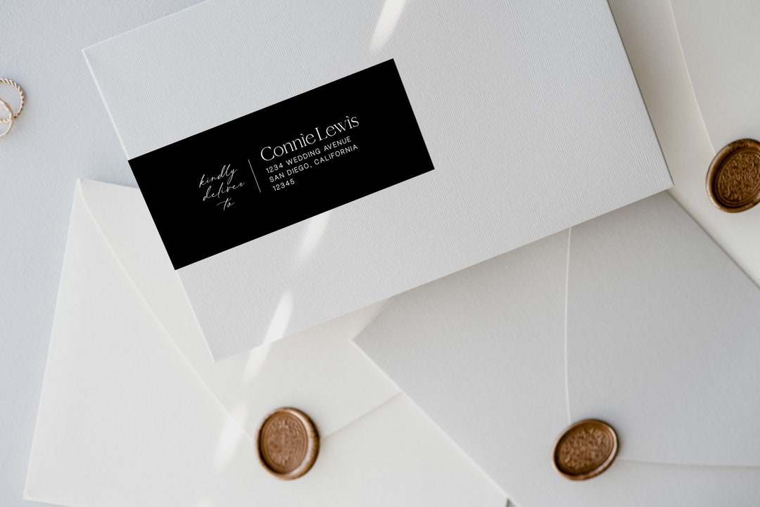 Black Address Label Template for Envelope Addressing Modern - Etsy