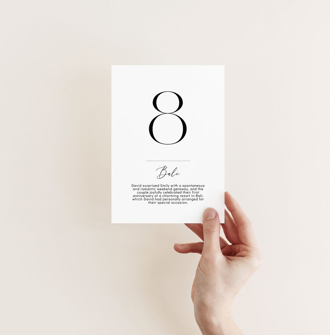 Fun Facts Table Number Cards With Visited Places, Memory Wedding Travel ...