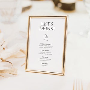 Minimalist Wedding Bar Menu Template Editable Printable - Etsy