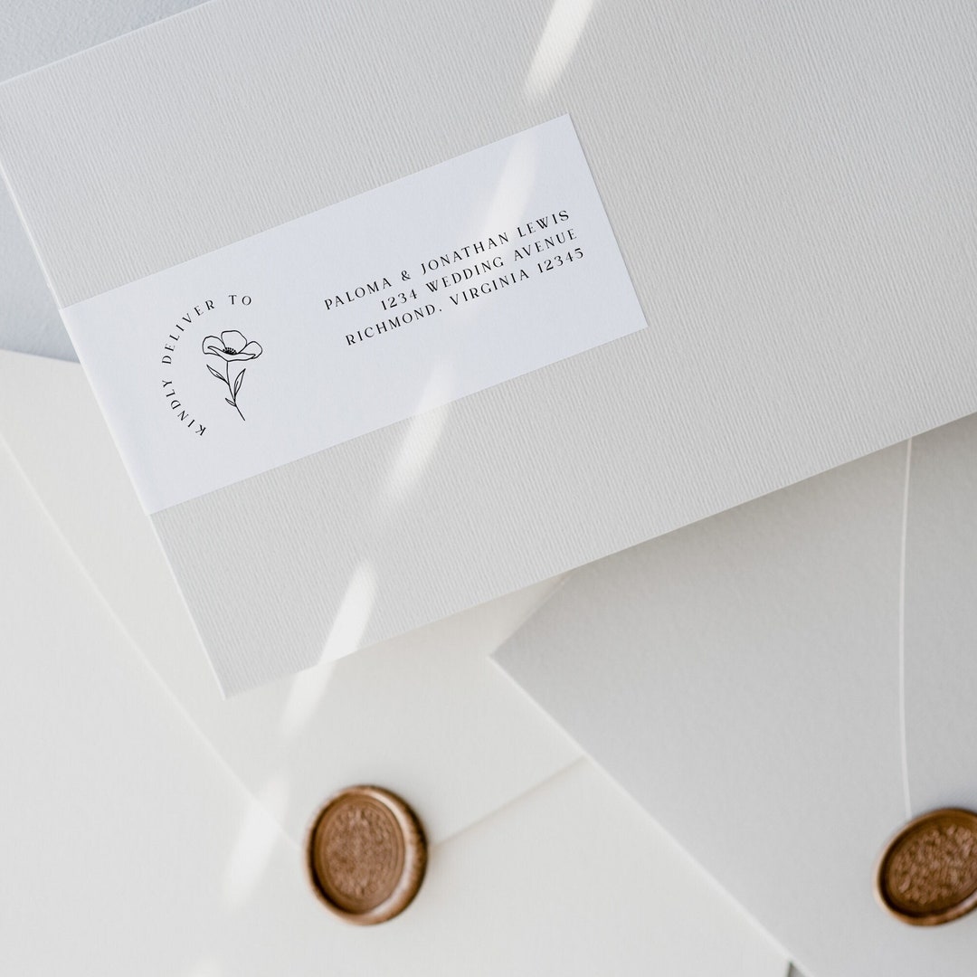 Printable Address Label Template, Minimalist Floral Wrap Around Sticker ...