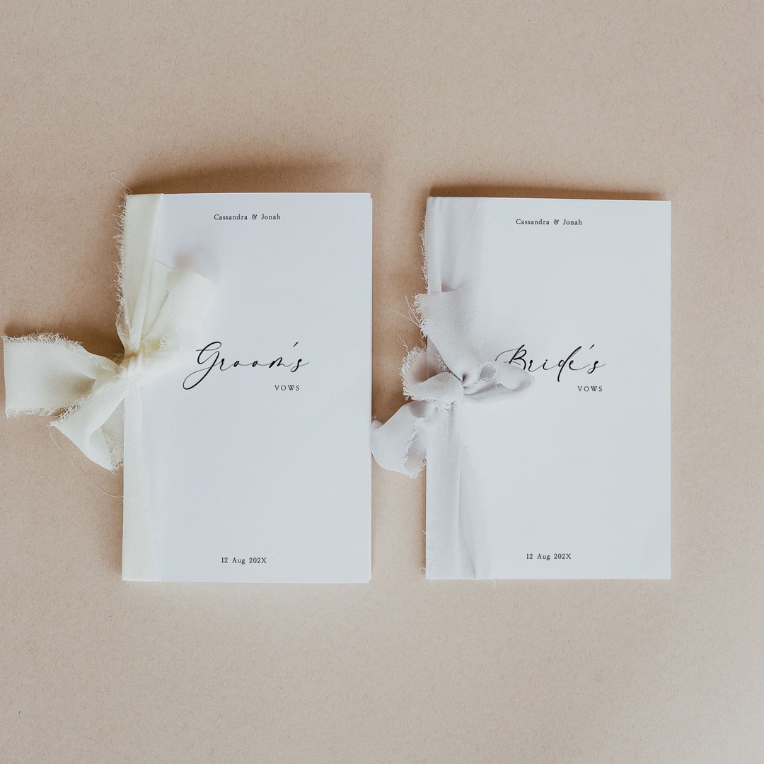 Elegant Wedding Vow Template With Script Font, Modern Simple Printable ...