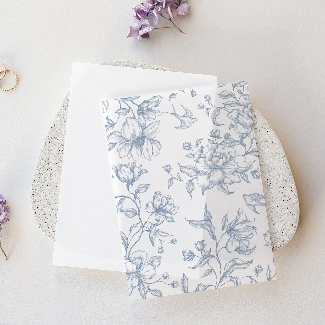 Printable Floral Vellum Overlay for With Monochrome Flowers, Vintage ...