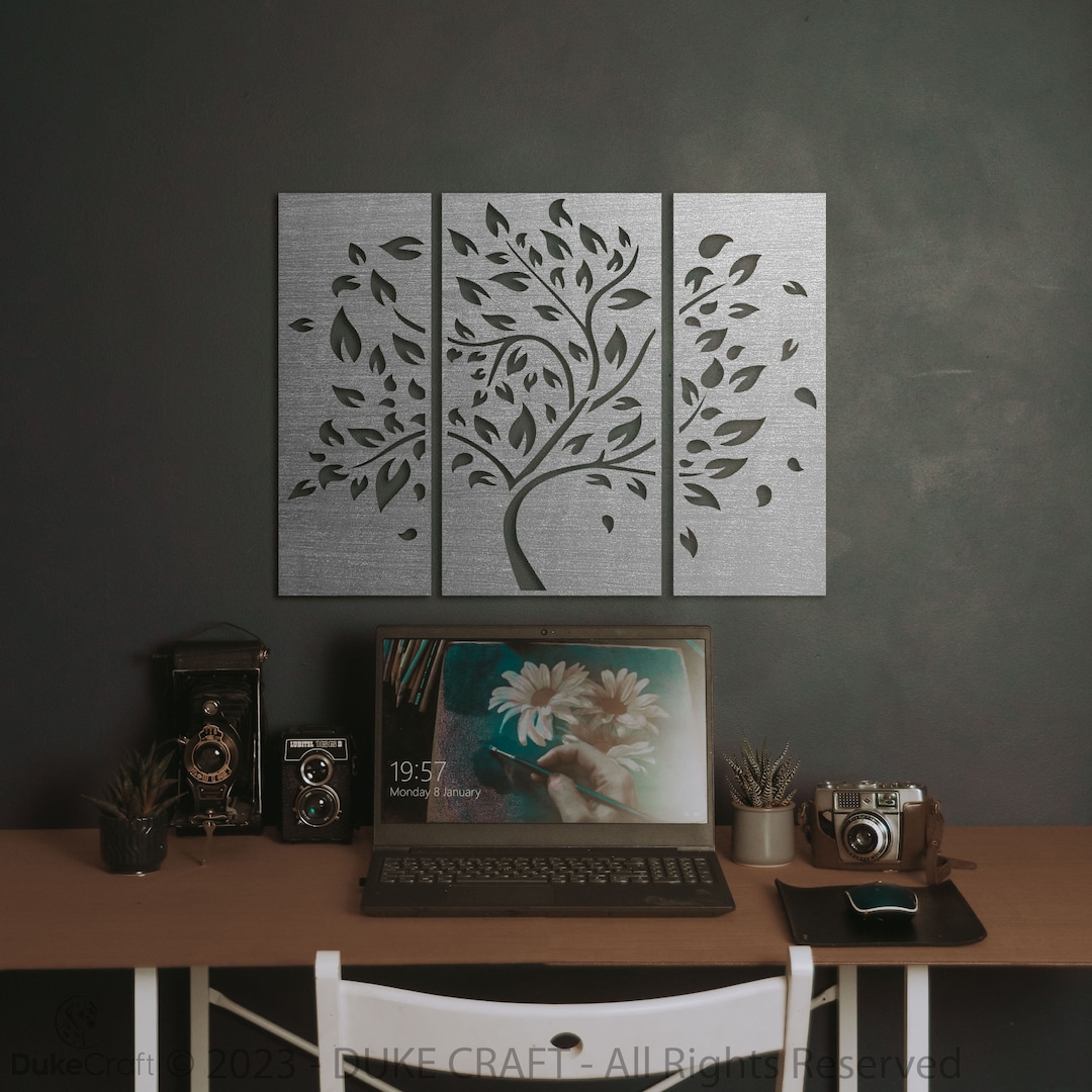 Laser Cut 3 Panel Wood Tree Wall Hanging, Unique and Nature Inspired ...