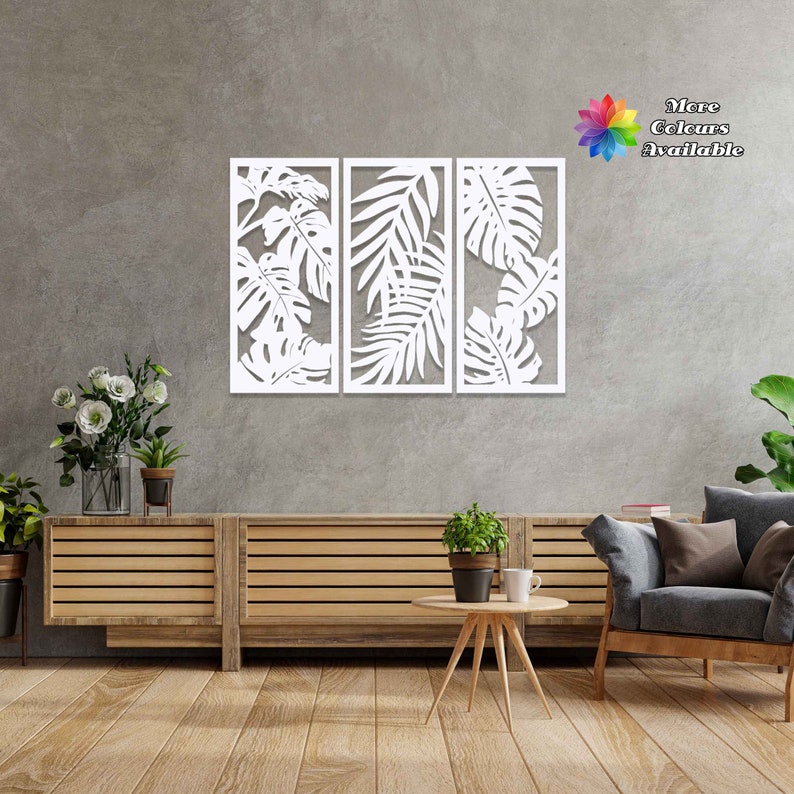 Wooden 3 Leaf Panels Framed Leaves Wall Decor With Set of 3 - Etsy