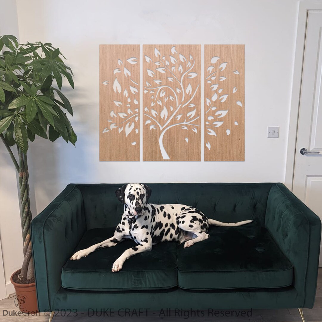 Laser Cut 3 Panel Set Wood Tree Wall Hanging, Tree of Life Wooden Art ...