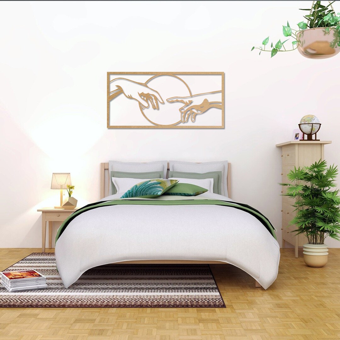 Touching Hands Wooden Wall Art the Creation of Adam Design - Etsy
