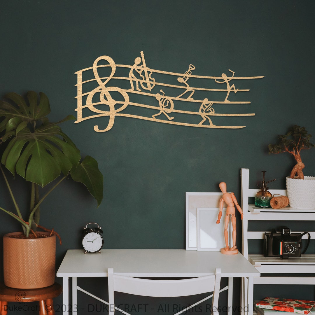 Artistic Musical Notes Wooden Wall Art, Laser Cut Melodic Decor ...