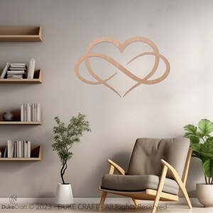 Wooden Infinity Heart Wall Art, Infinity Love Couples Art Home Decor ...