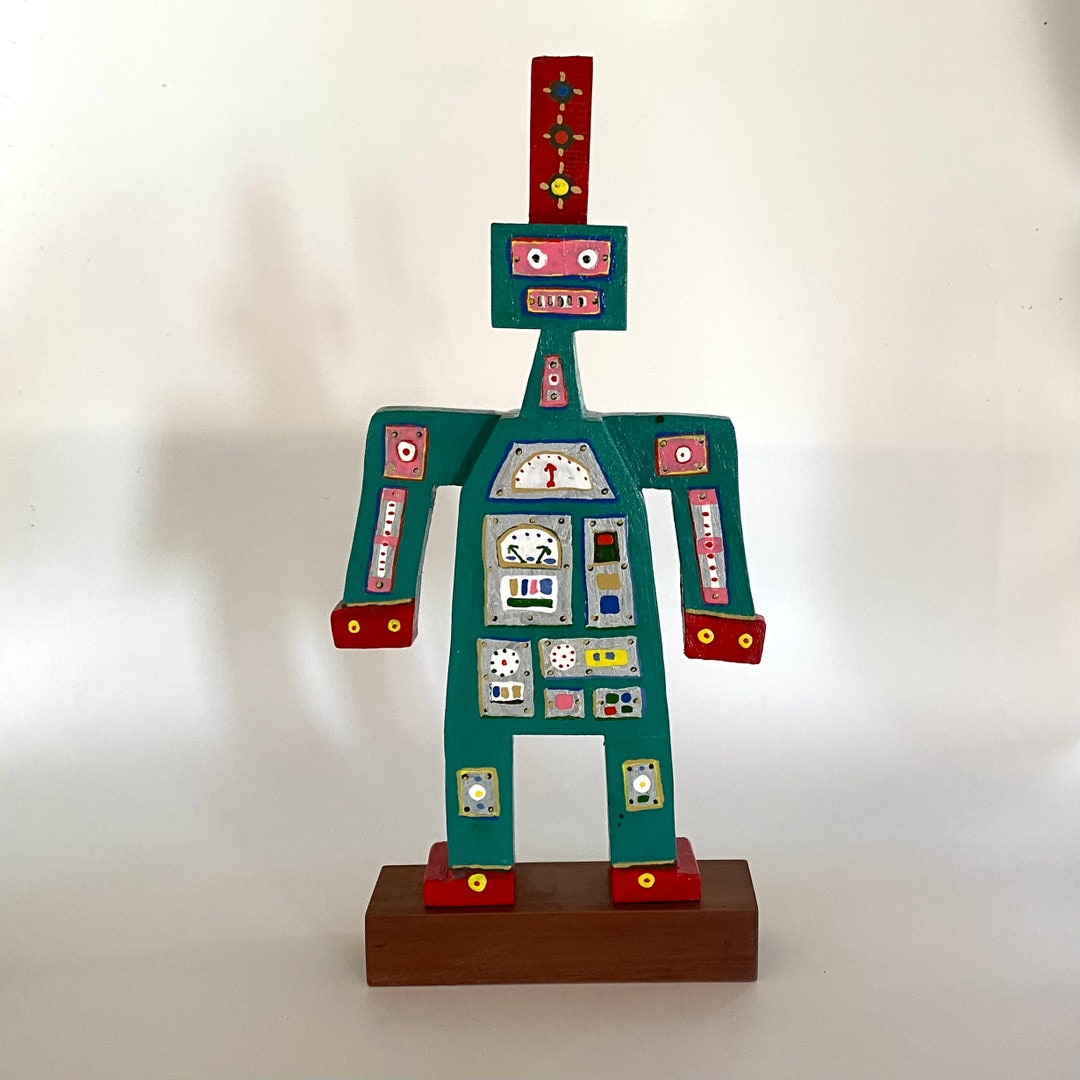 Teal Robot - Etsy