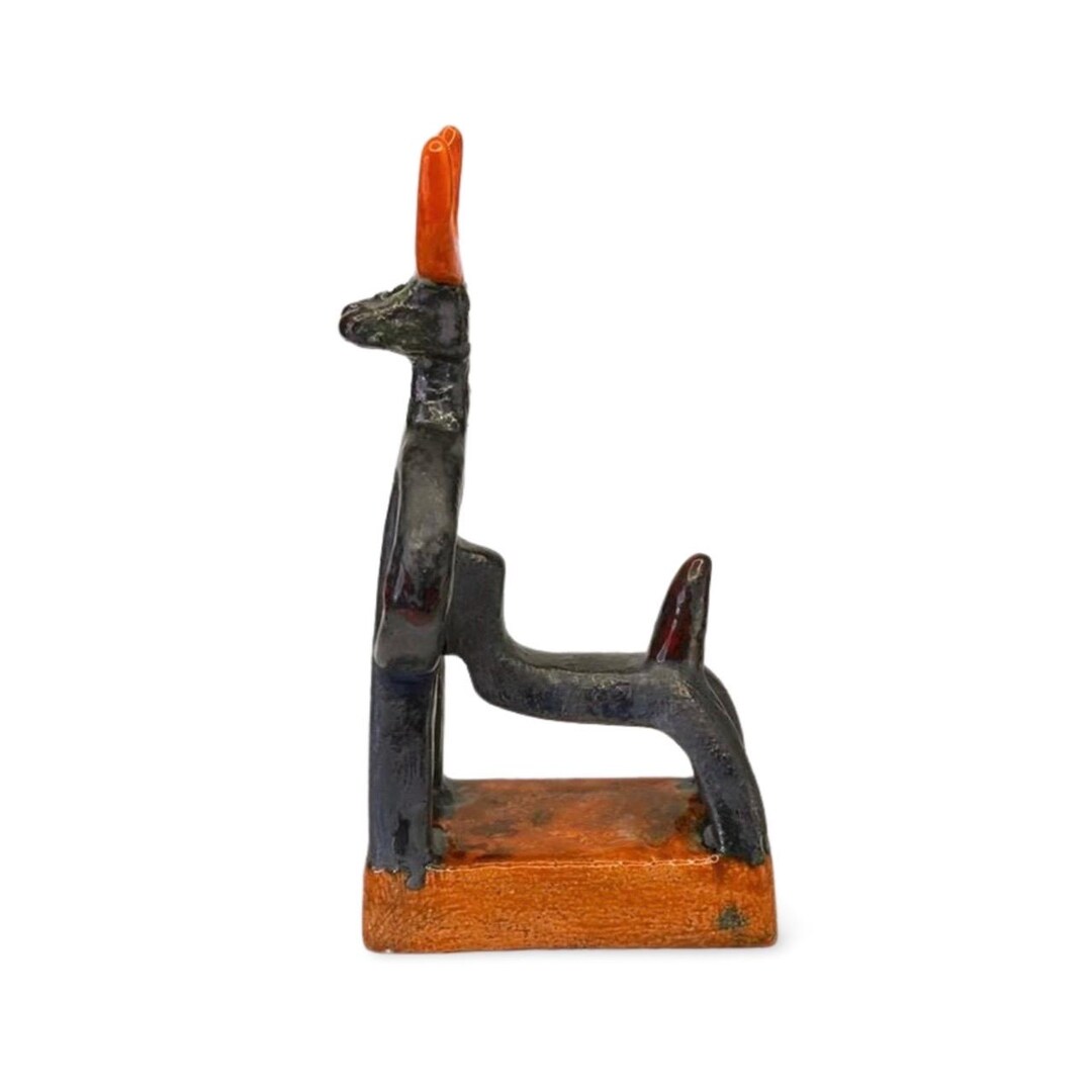 Anubis Sculpture: Copper Oxide Body, Orange Horns - Etsy