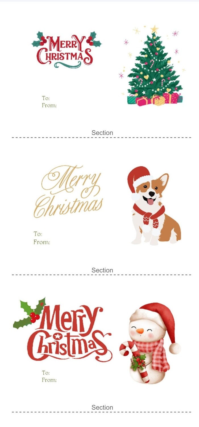 6 Printable Christmas Gift Labels - Etsy