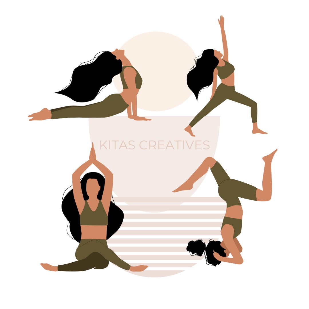 Yoga Clipart, 8 Printable Yoga Graphics, Yoga Poses, Digital Stickers ...