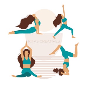 Yoga Clipart - Set of 8 Printable Graphics of Yoga Poses, Digital ...
