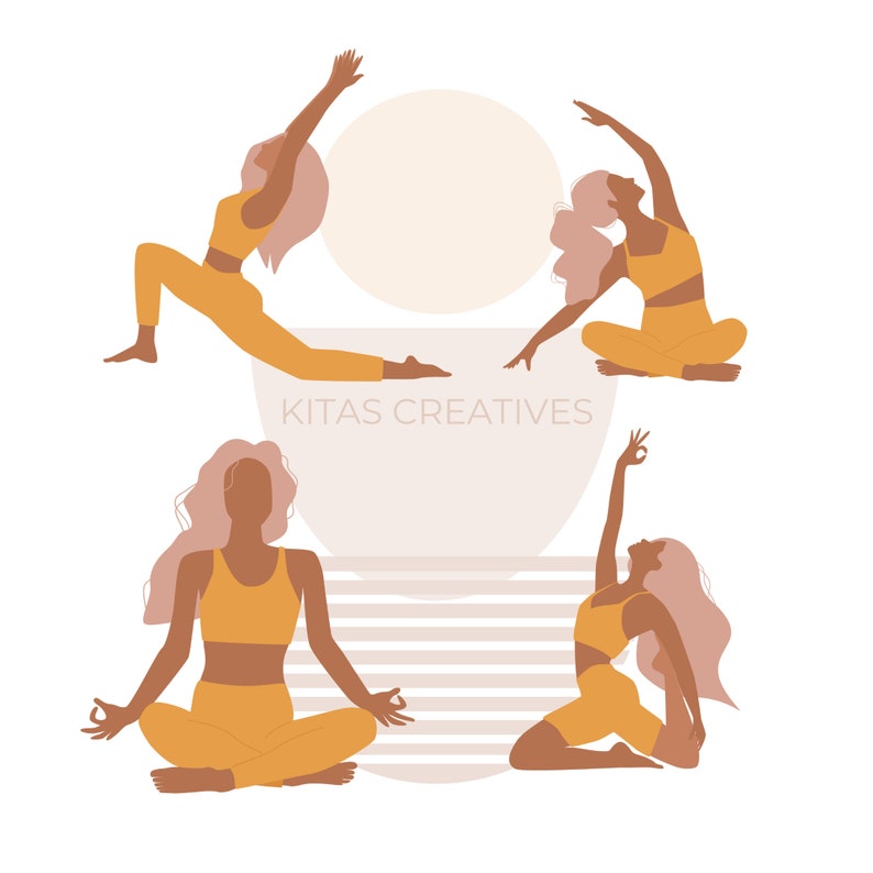 Yoga Clipart, 8 Printable Yoga Graphics, Yoga Poses, Digital Stickers ...