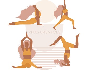Yoga Clipart, 8 Printable Yoga Graphics, Yoga Poses, Digital Stickers ...