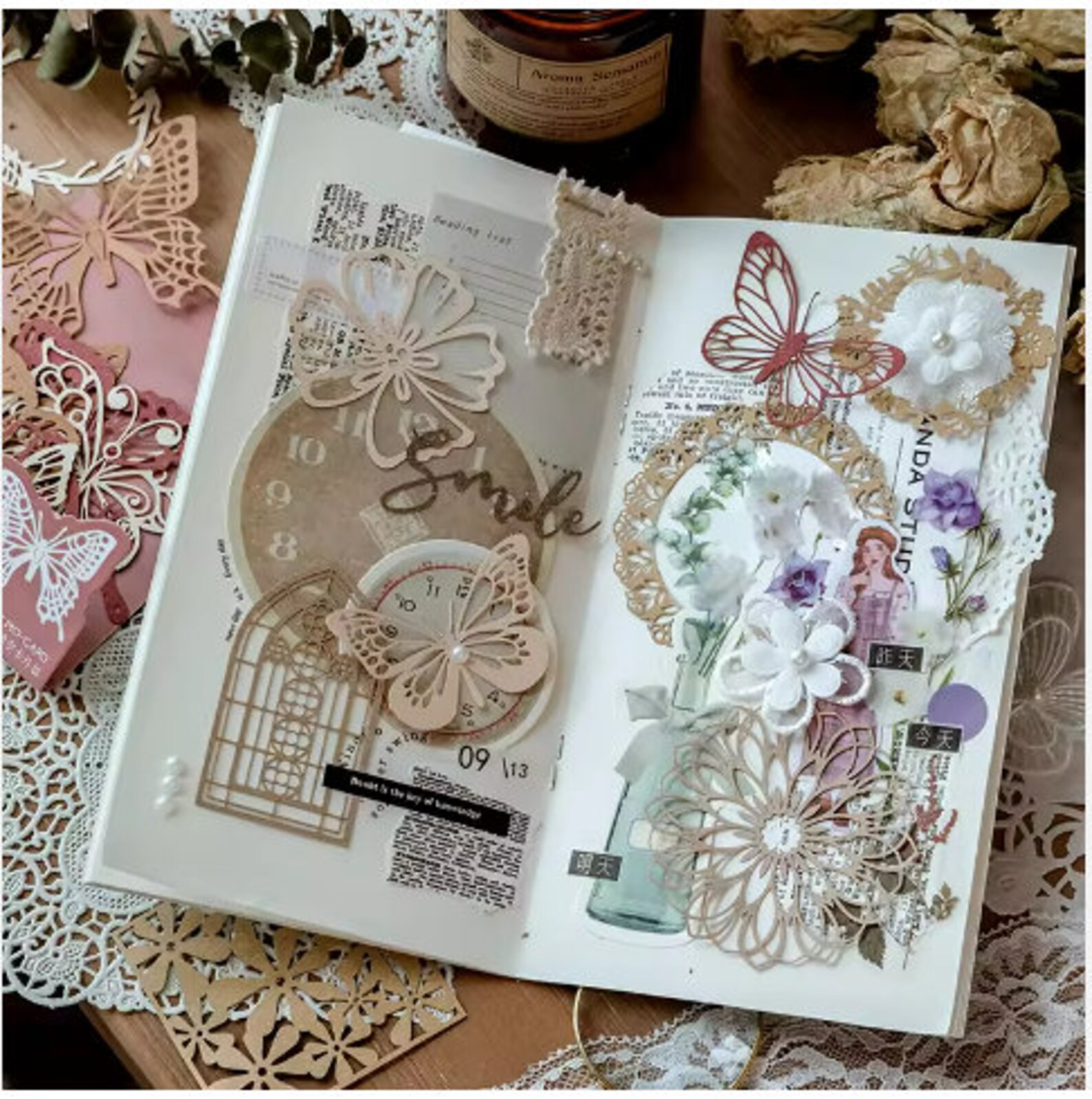 20 PCS Aesthetic Hollow Craft Paper S and Collages | Scrapbooking and ...