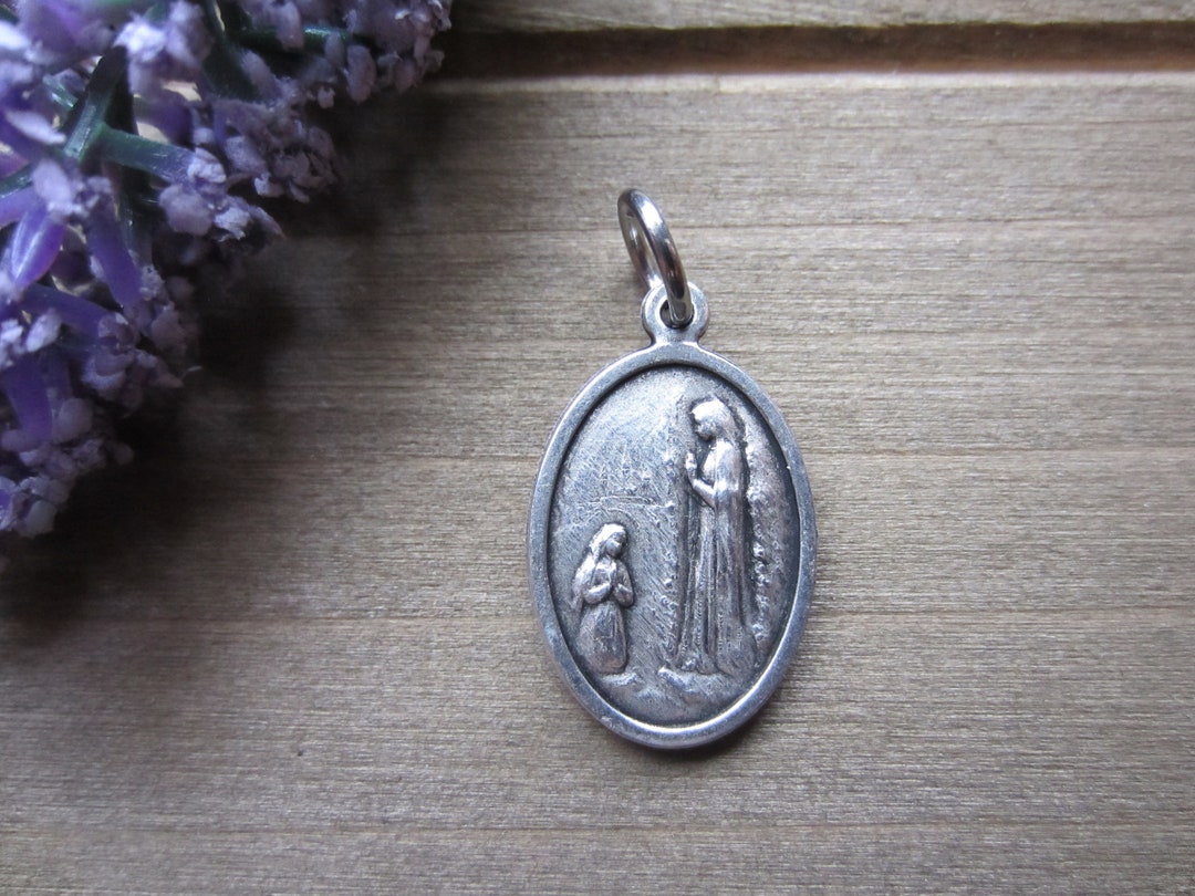 Our Lady Lourdes Medal W/ Prayer Cards & Gift Bag, Our Lady/st Bernadette, Catholic Devotional ...