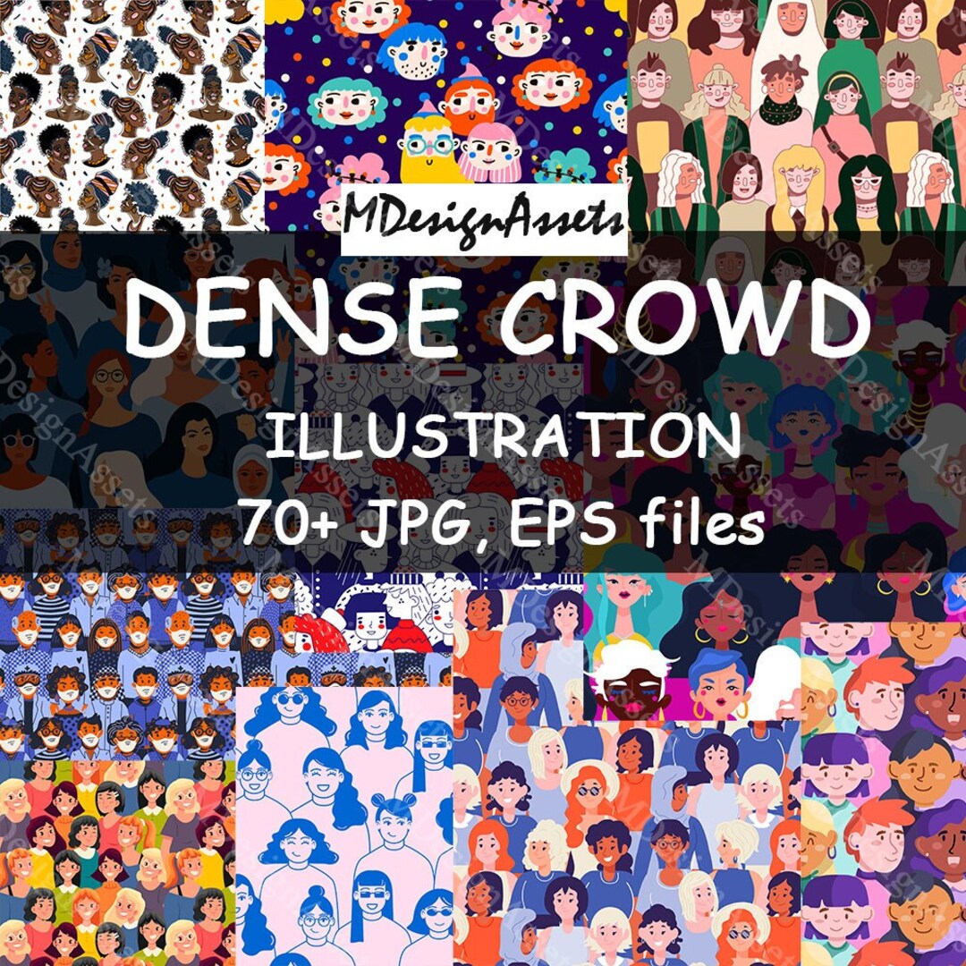 Dense Crowd Illustration, Art Collage Assets, Illustration, AI&PNG ...