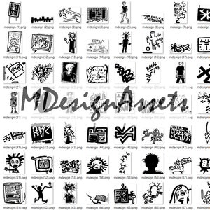 Y2k HAND Drawings, Graffiti, Art Collage Assets, AI&PNG Files Free ...