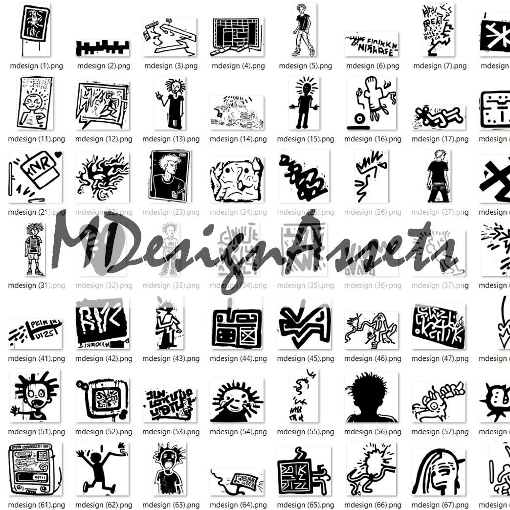 Y2k HAND Drawings, Graffiti, Art Collage Assets, AI&PNG Files Free ...